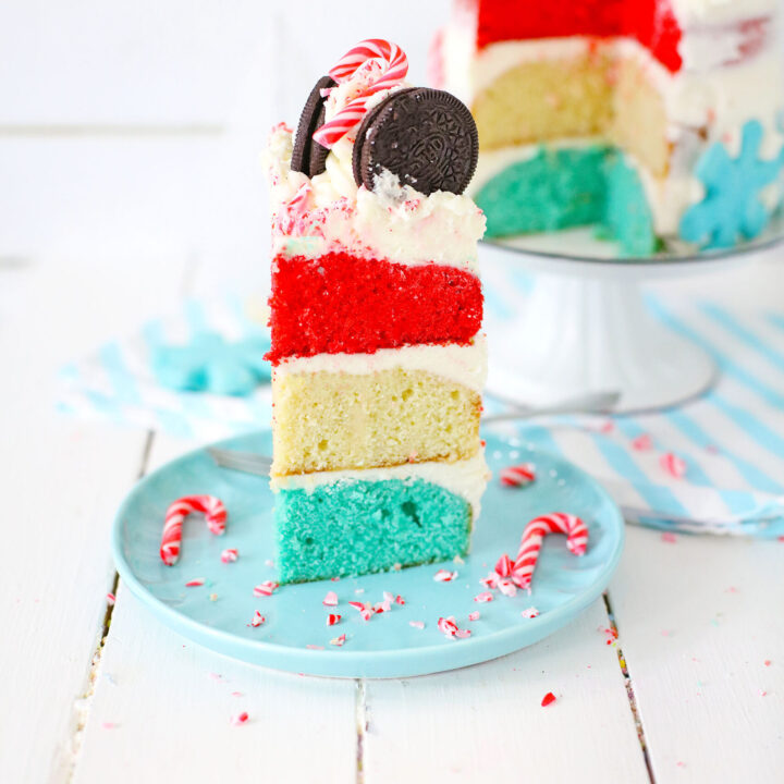 Layered Peppermint Cake with Cream Cheese Frosting