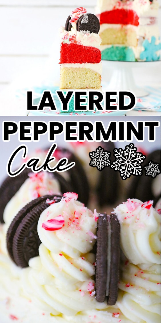 Layered Peppermint Cake with Cream Cheese Frosting