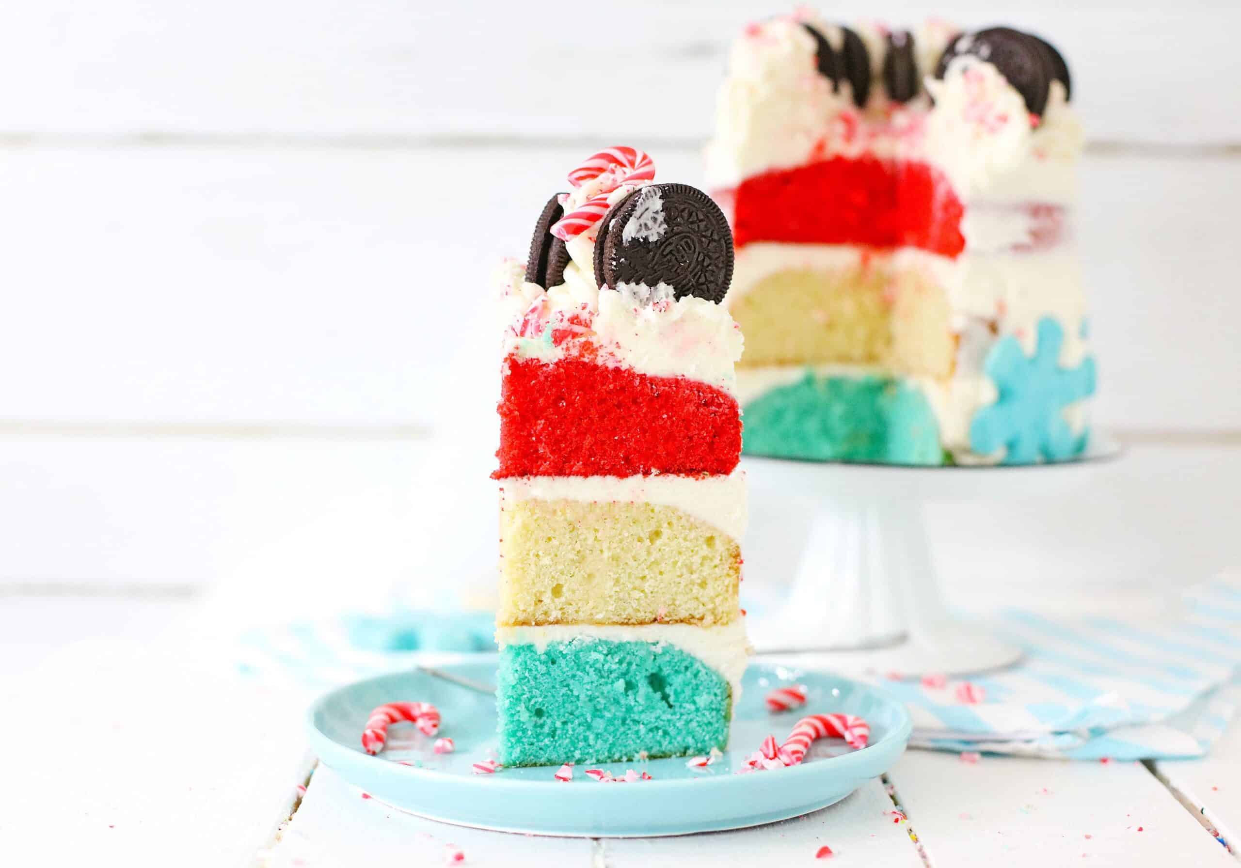 Layered Peppermint Cake with Cream Cheese Frosting